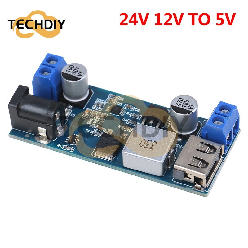 DC-DC 24V 12V to 5V 5A Step Down Power Supply Buck Converter Adjustable USB Step-down Charging ...
