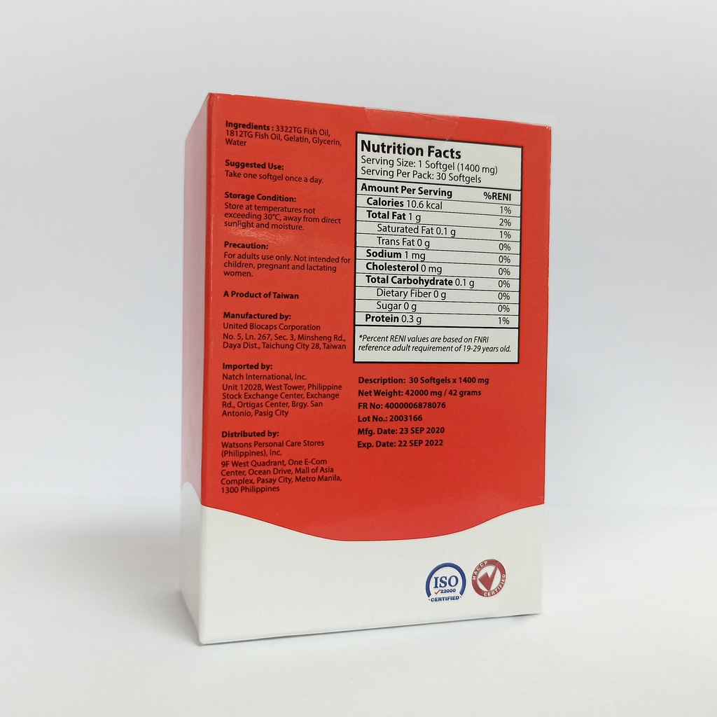 WATSONS Omega 3 Softgel Capsule 1400mg 1 Capsule (sold per piece ...