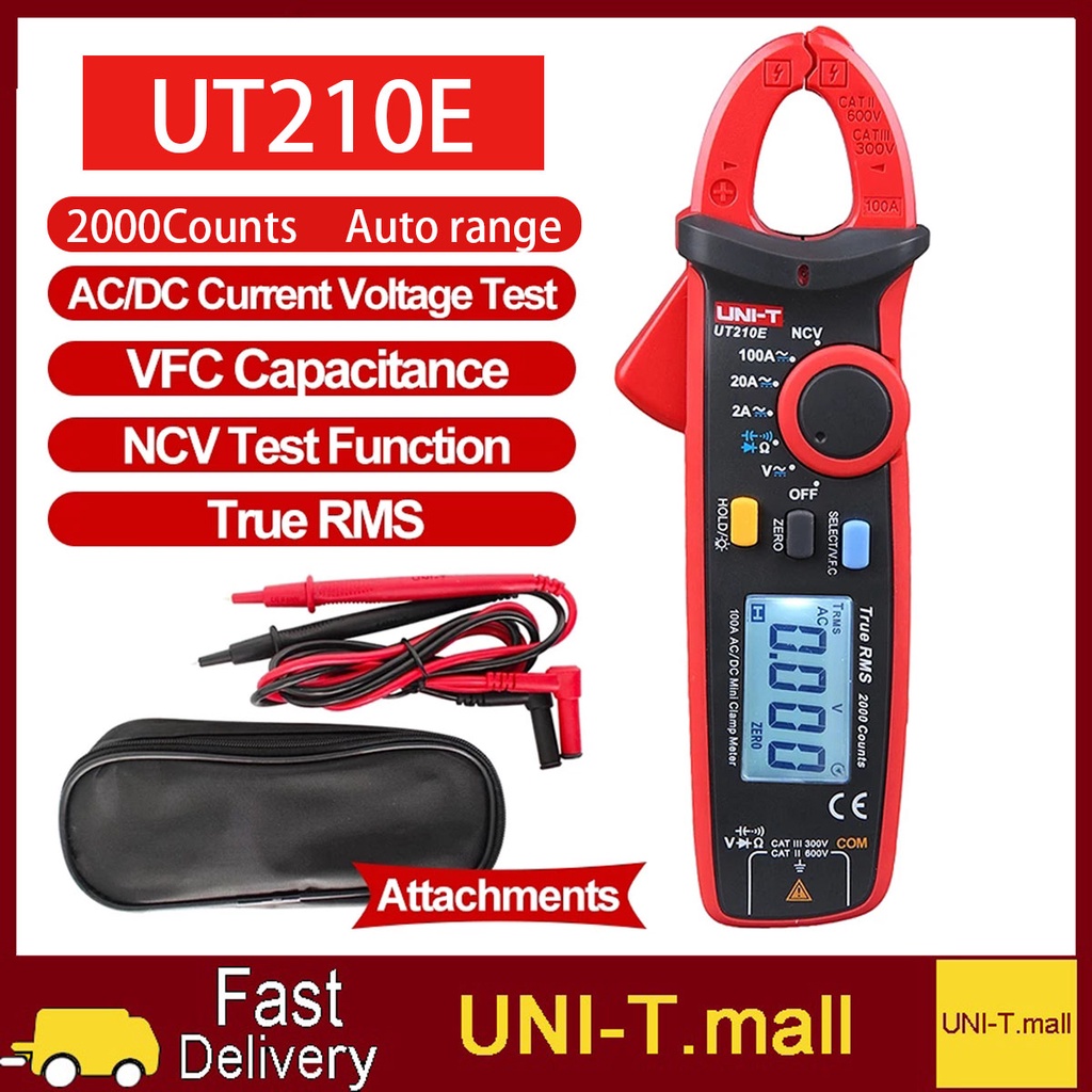UNI-T UT210E Digital Clamp Multimeter 2000count Auto range True RMS DC/AC Voltmeter Zero mode ...