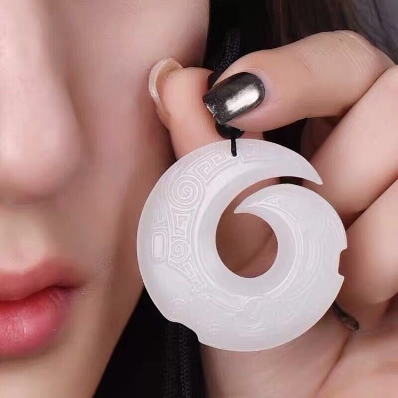 Pure Natural Afghan White Jade Transit Good Luck Pendant Men's and ...