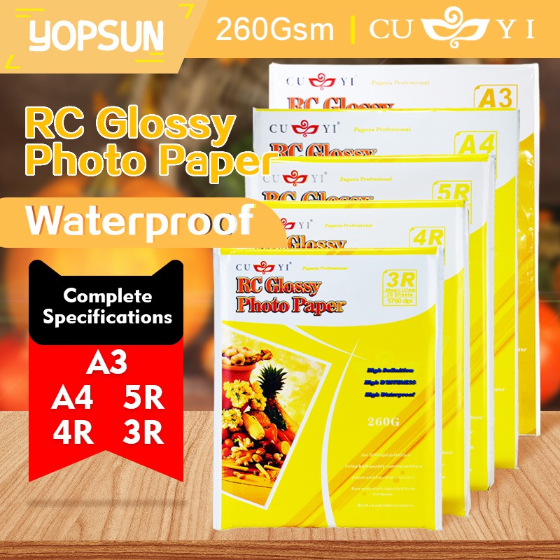 Cuyi Rc Glossy Photo Paper All Size ( A3 / A4 / 5R / 4R / 3R ) 260Gsm ...