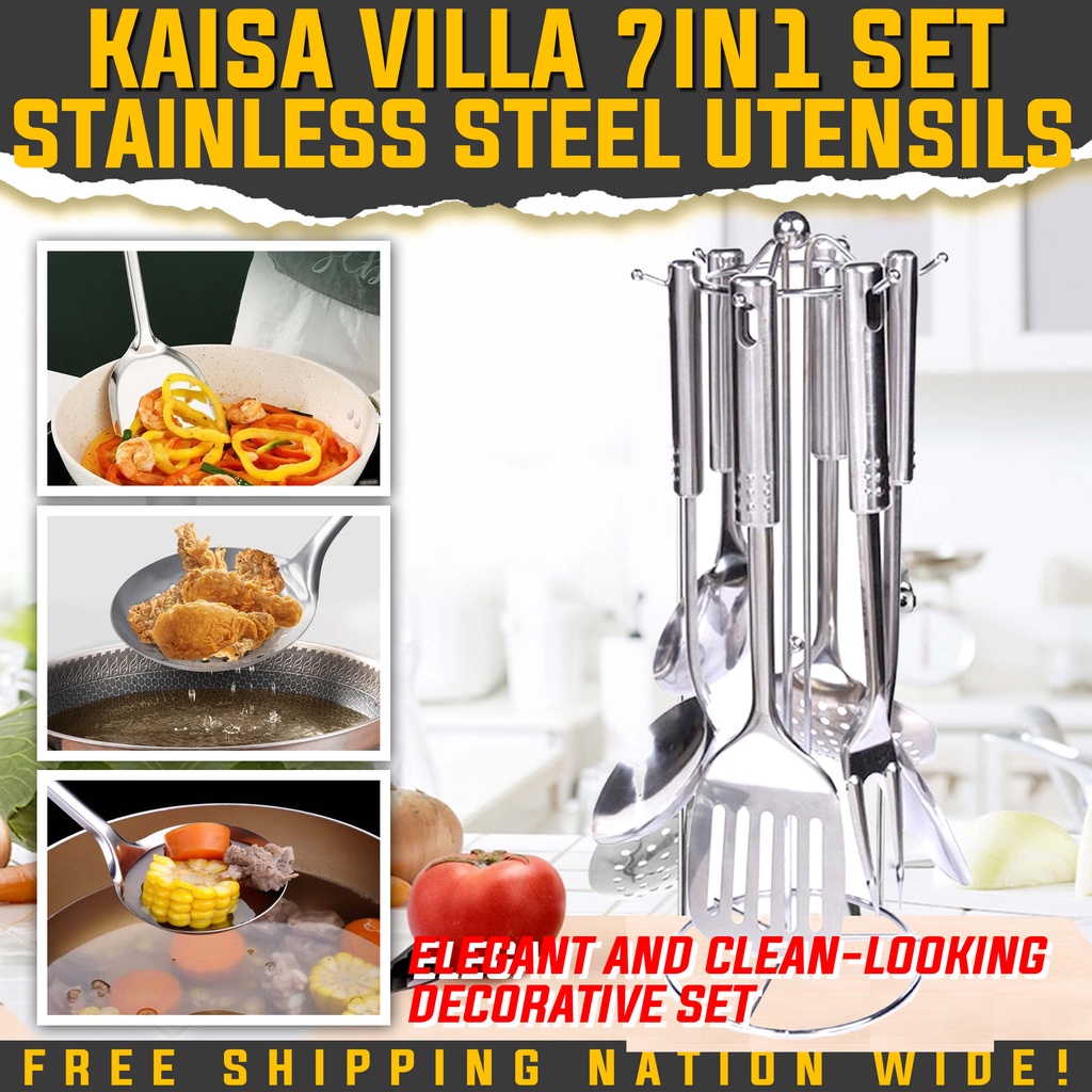 KAISA VILLA 7 pcs Stainless Steel Kitchen Utensils Kitchen helper ...