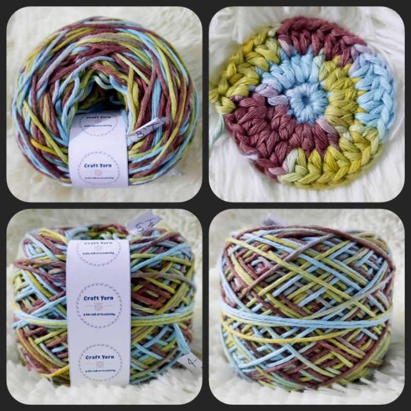 Craft Yarn (4-6-14) 3 Colors Hand Dyed Cotton Yarn (100g,200g,300g ...