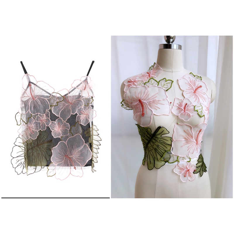 1 Set(5 Pieces) Fairy Large Flower Pink Appliques Lace Motifs ...