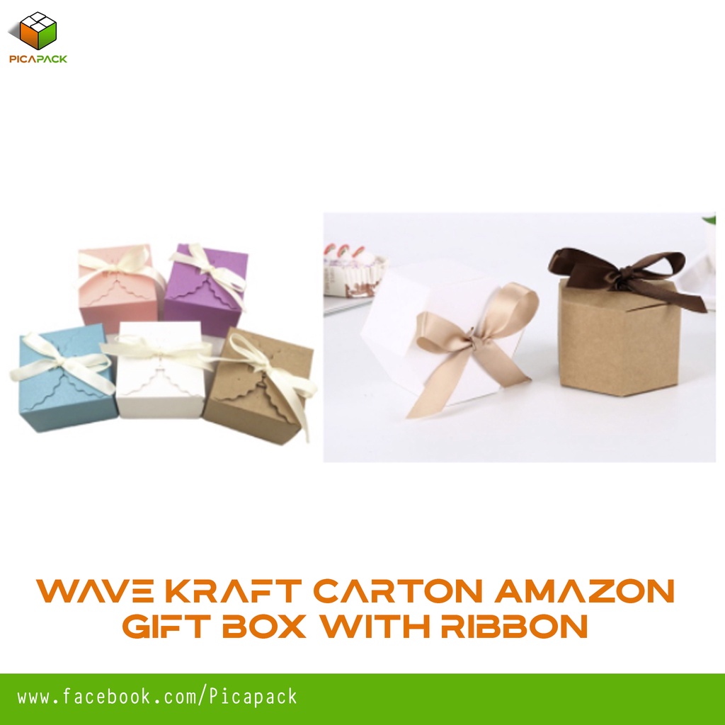 5pcs Wave kraft Box Amazon Hexagon gift paper candy box Jewelry ...