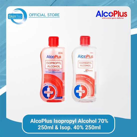 AlcoPlus Red 70% Isopropyl Alcohol (250ml) & AlcoPlus Red 40% Isopropyl ...