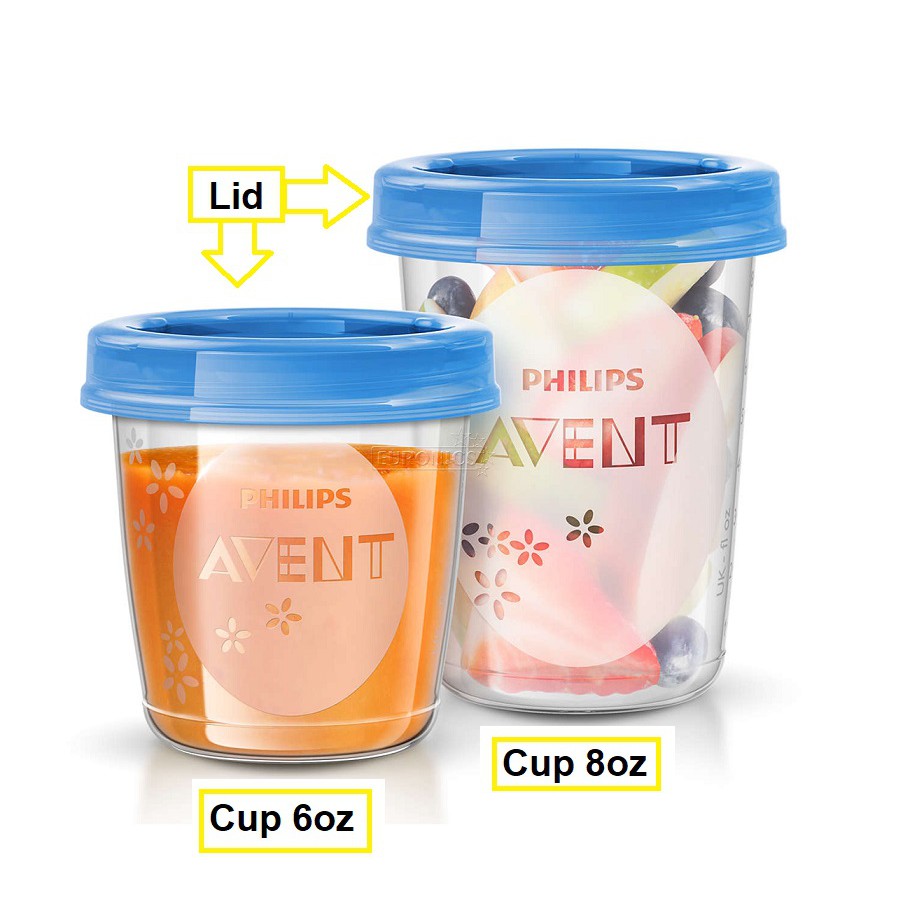 Philips Avent Breast Milk Storage Cup & Lids Food Storage Cup 8oz/240ml ...