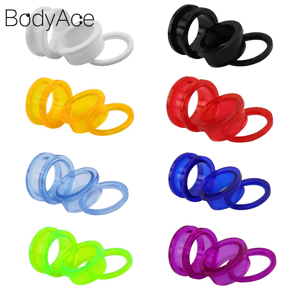Bodyace 9 Colors Translucent Ear Gauges Ear Expander Fashion UV Acrylic ...