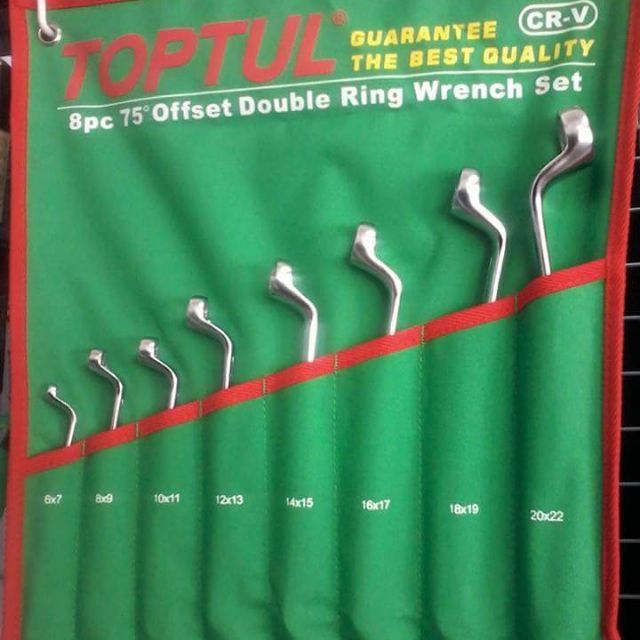 Toptul 8pcs 75 offset double ring spanner set-Original | Shopee Philippines