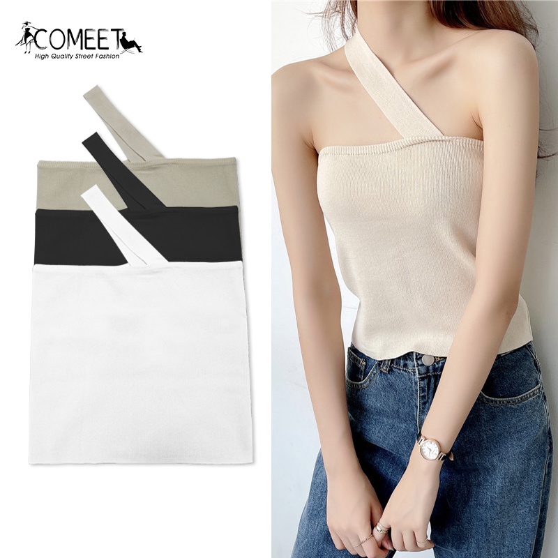 Summer Stretch Slanted Shoulder Tube Top Women's Off-The-Shoulder ...