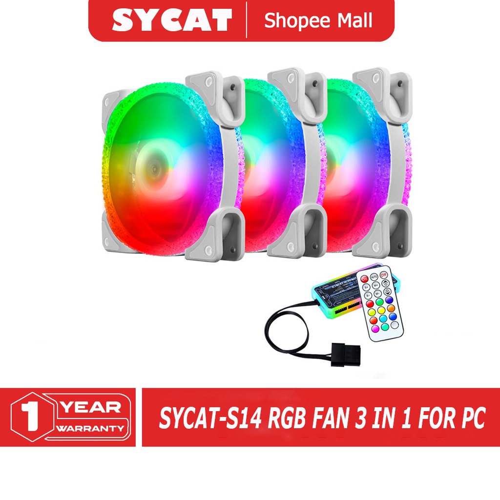 SYCAT S14 PC Fan RGB FAN PC Case FAN 120mm 3 in 1 Kit LED Fan With ...