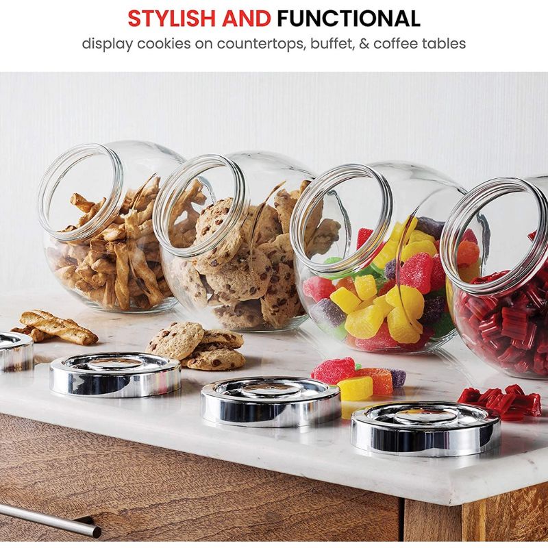 Slanted Tilted Cookie Glass Jar Food Storage Coffee, Sugar Tea Biscuit ...