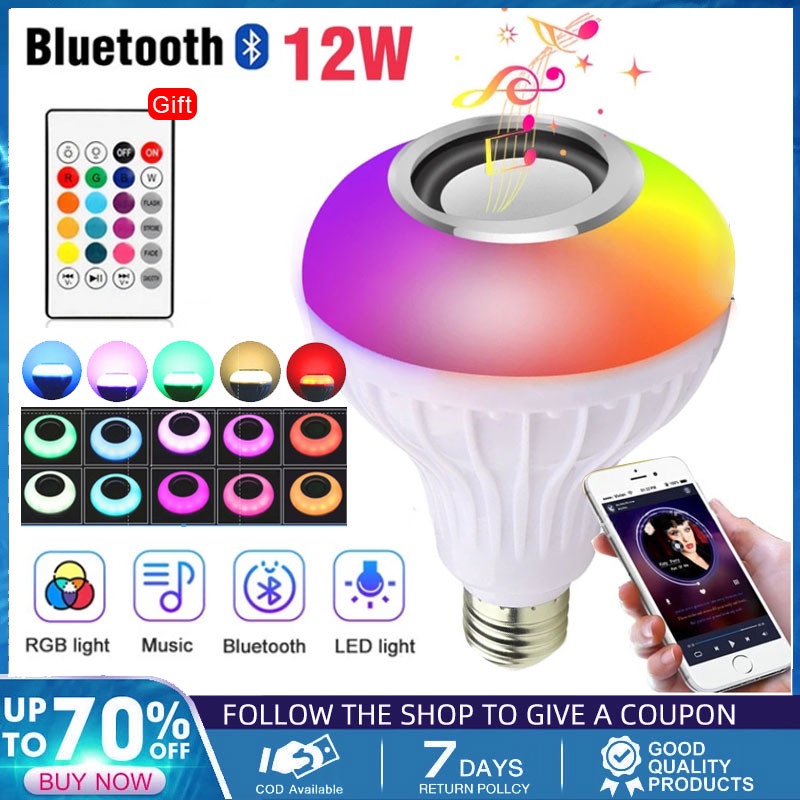 Bluetooth LED Lights Bulbs Speaker Music Audio With Sound Function ...
