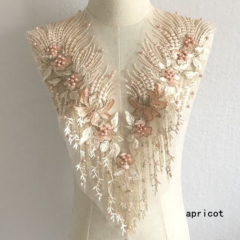 1PCS 55*28CM Lace Beaded Embroidery Bodice Patches,Clothes Appliques ...