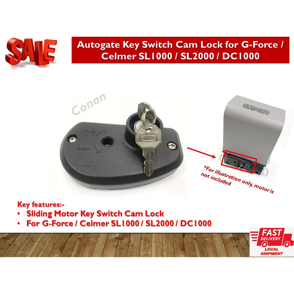 Autogate Sliding Motor Key Switch Cam Lock for G-Force / Celmer SL1000 ...