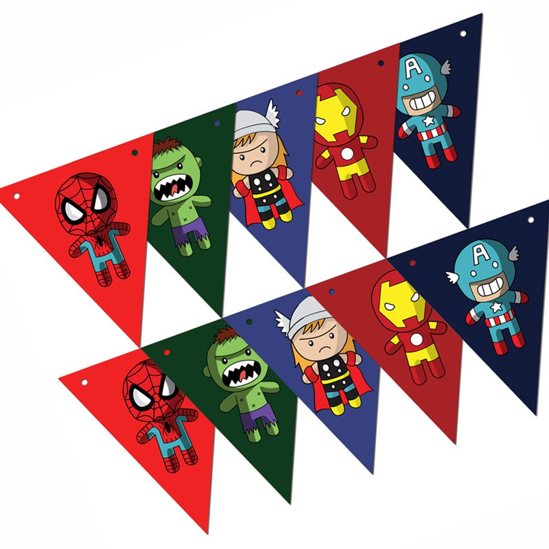 The Avengers Superhero Party Paper Banner Bunting Flags For Kids Party ...