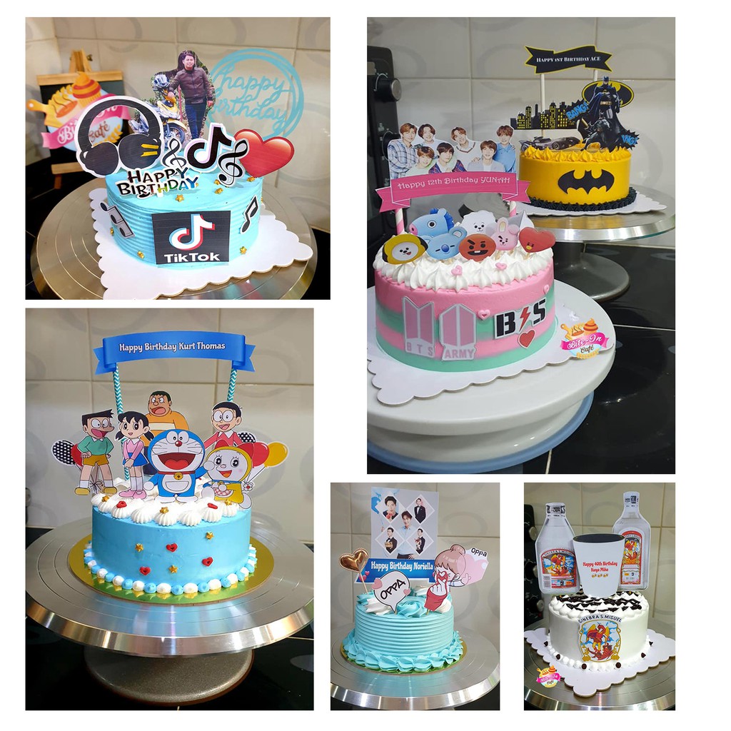 Cake Topper Cupcake Themed Toppers Printable Designs Printed Already A4 ...