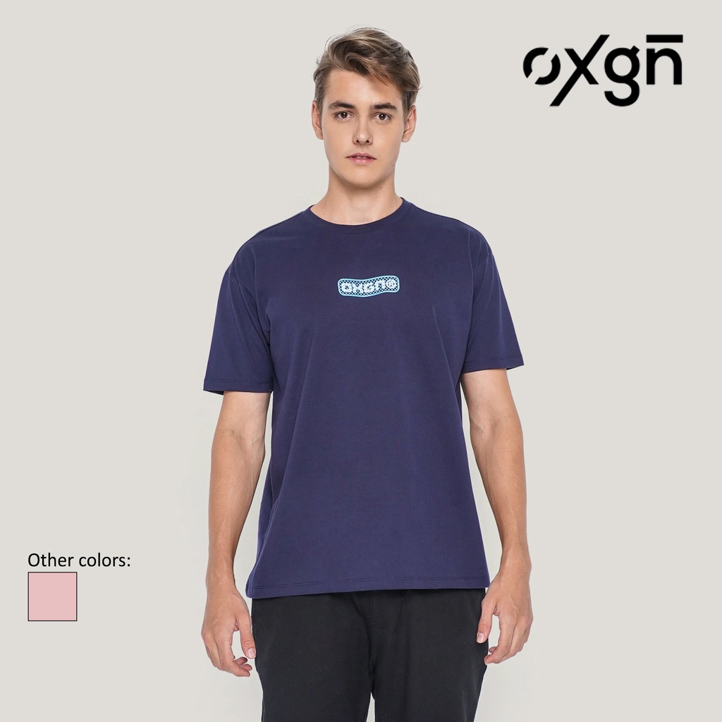 OXGN Logo Easy Fit T-Shirt With Special Print For Men (Blush/Navy Blue ...
