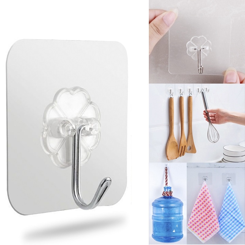 WXD 1PC Wall Hooks Screw, Transparent Seamless Magic Hook, Hook Sticker ...
