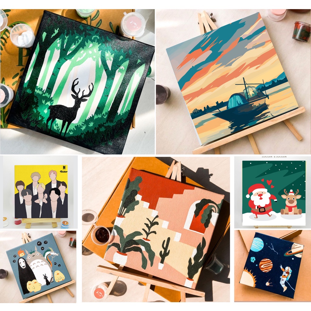 DROFE Small Size Paintings Bts Paint By Numbers Wall Art Scenery Oil ...