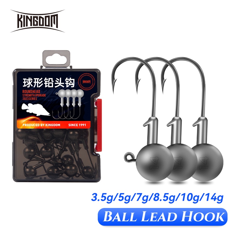 Kingdom Fishing Hooks 20pcs Lead Head 3.5g 5g 7g 8.5g 10g 14g Ball Lead ...