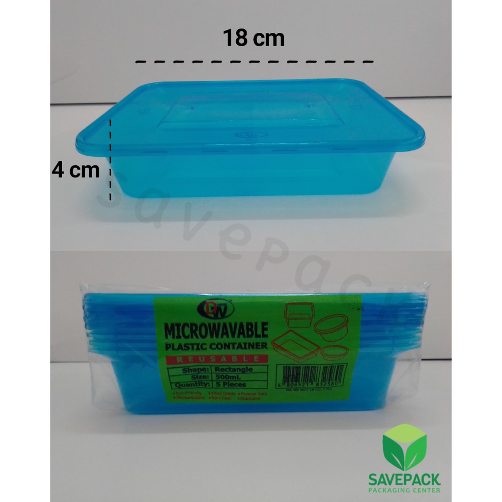 (5pcs) Colored Rectangle Microwavable Container 500ml | Shopee Philippines