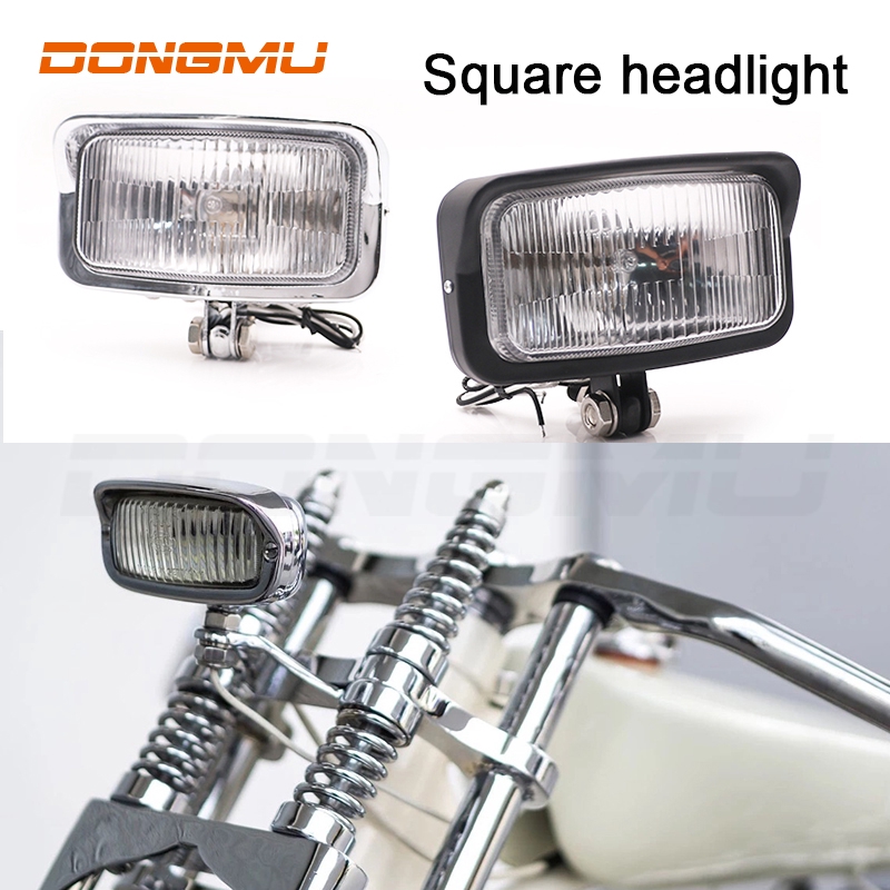 12V Universal Motorcycle Retro Headlamp 5.75 Inch Head Light Square ...