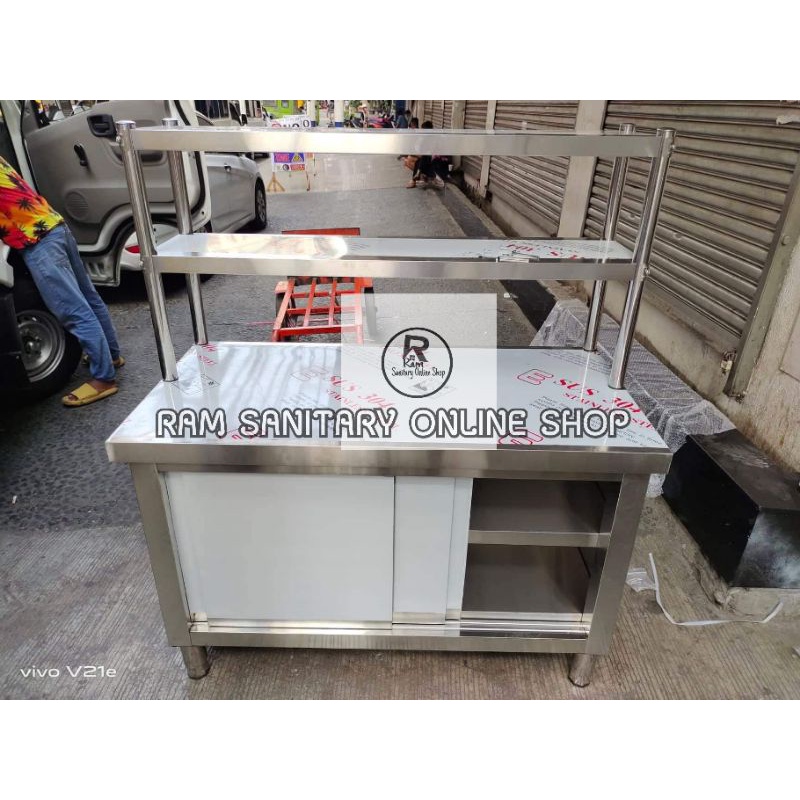 Stainless Steel Kitchen Preparation Table with Cabinet 100x60x80 ...