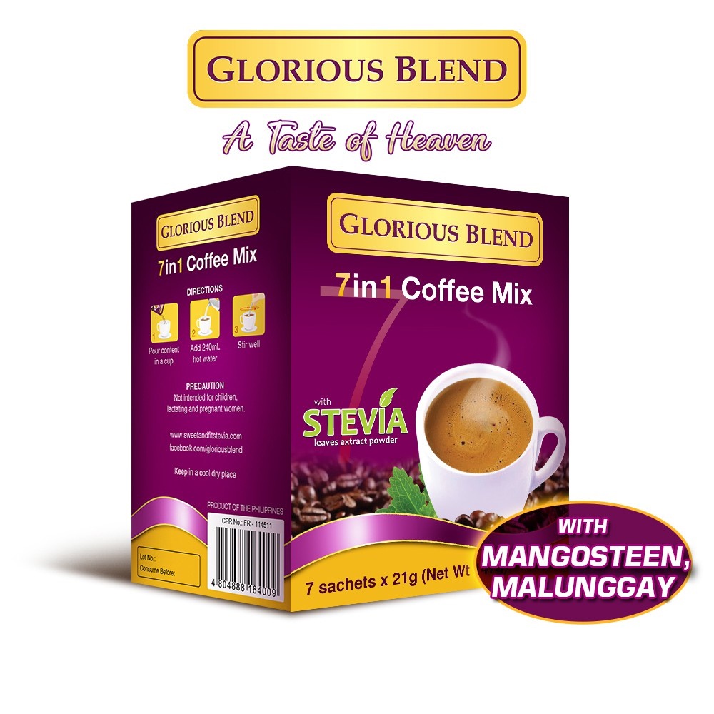 GLORIOUS 7IN1 COFFEE MIX WITH MALUNGGAY AND MANGOSTEEN (7 Sachets) | Shopee Philippines