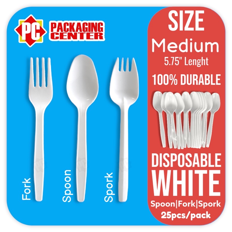 Disposable Spoon | Fork | Spork by 25pcs per pack, Pc Packaging Center ...