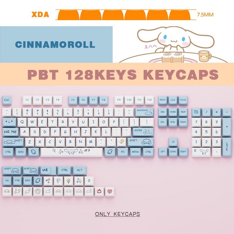 Anime Cinnamoroll Dog Keycap PBT XDA Profile 128Key Compatible With 60 ...