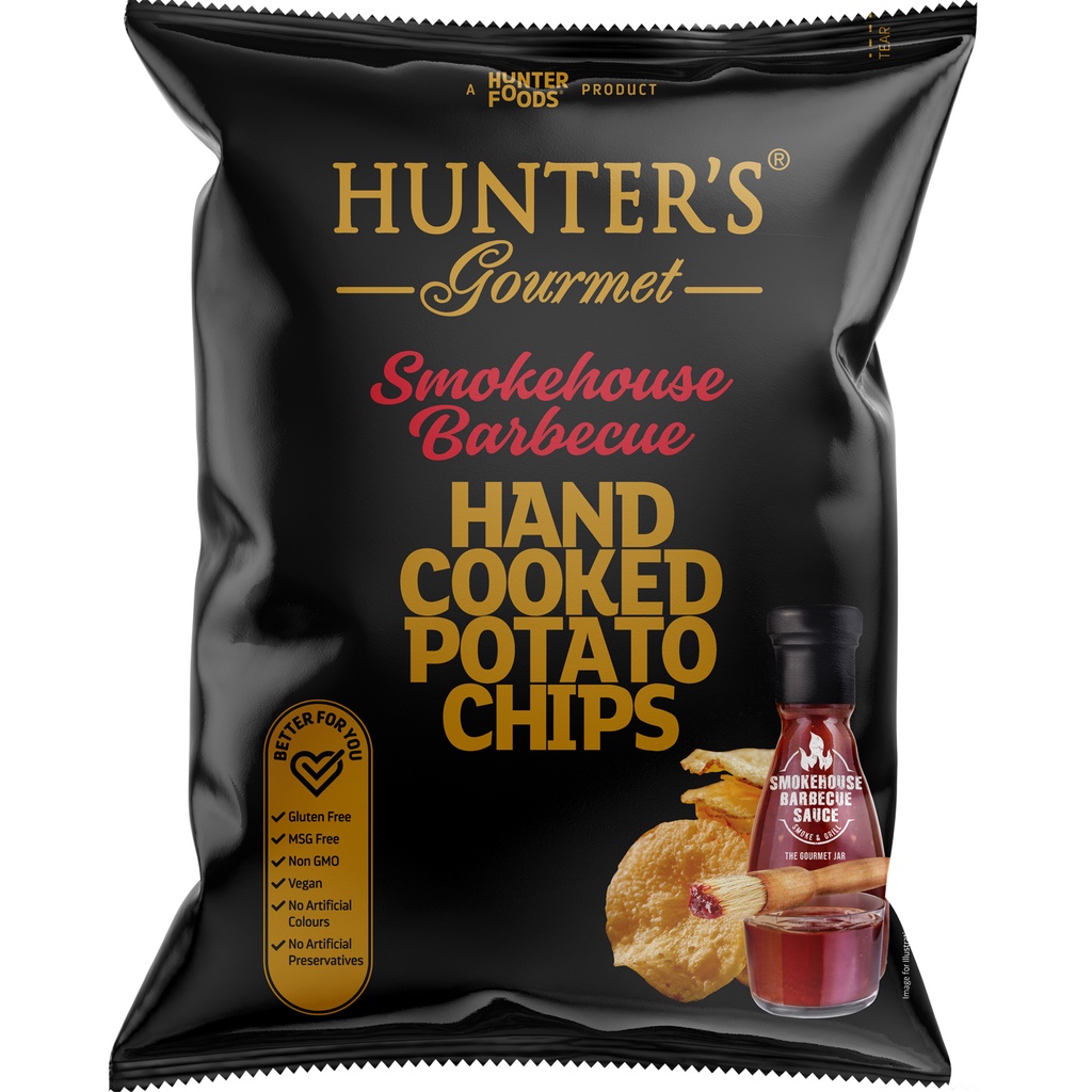 HUNTER'S HAND COOKED POTATO CHIPS SMOKEHOUSE BBQ 125GM | Shopee Philippines