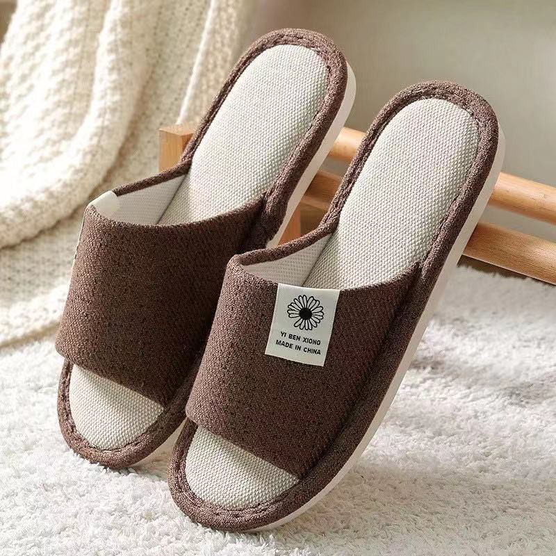 Japanese style Cotton linen Non-slip indoor Slipper bedroom slippers ...