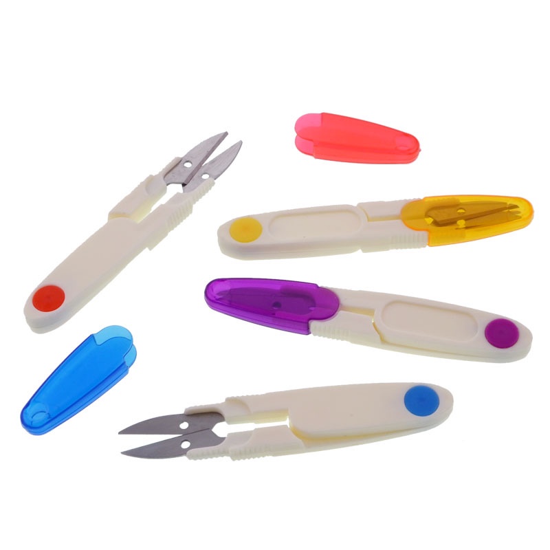 Sewing Scissors Plastic Handle Safety Cover Thread Embroidery Cutter ...