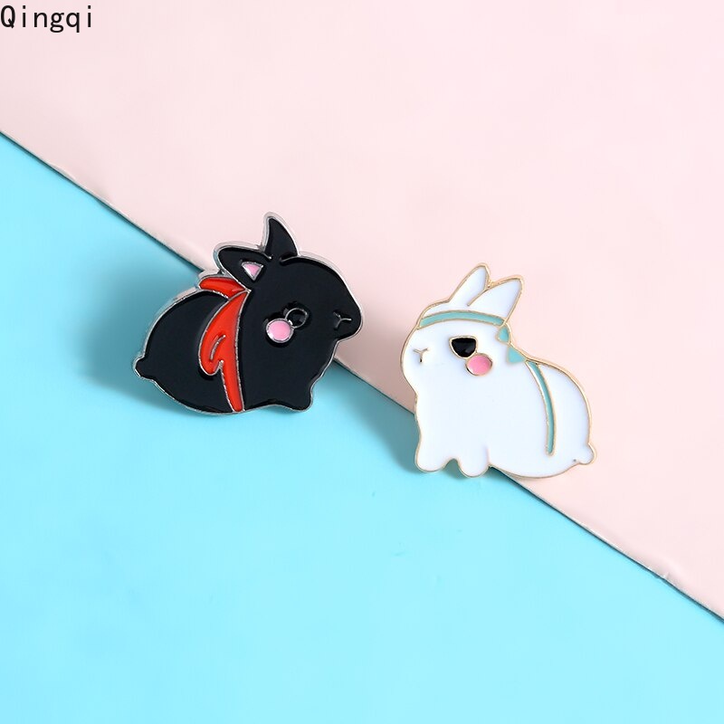 The Untamed Enamel Pin Black White Rabbit Brooch Lapel Pin Badges ...