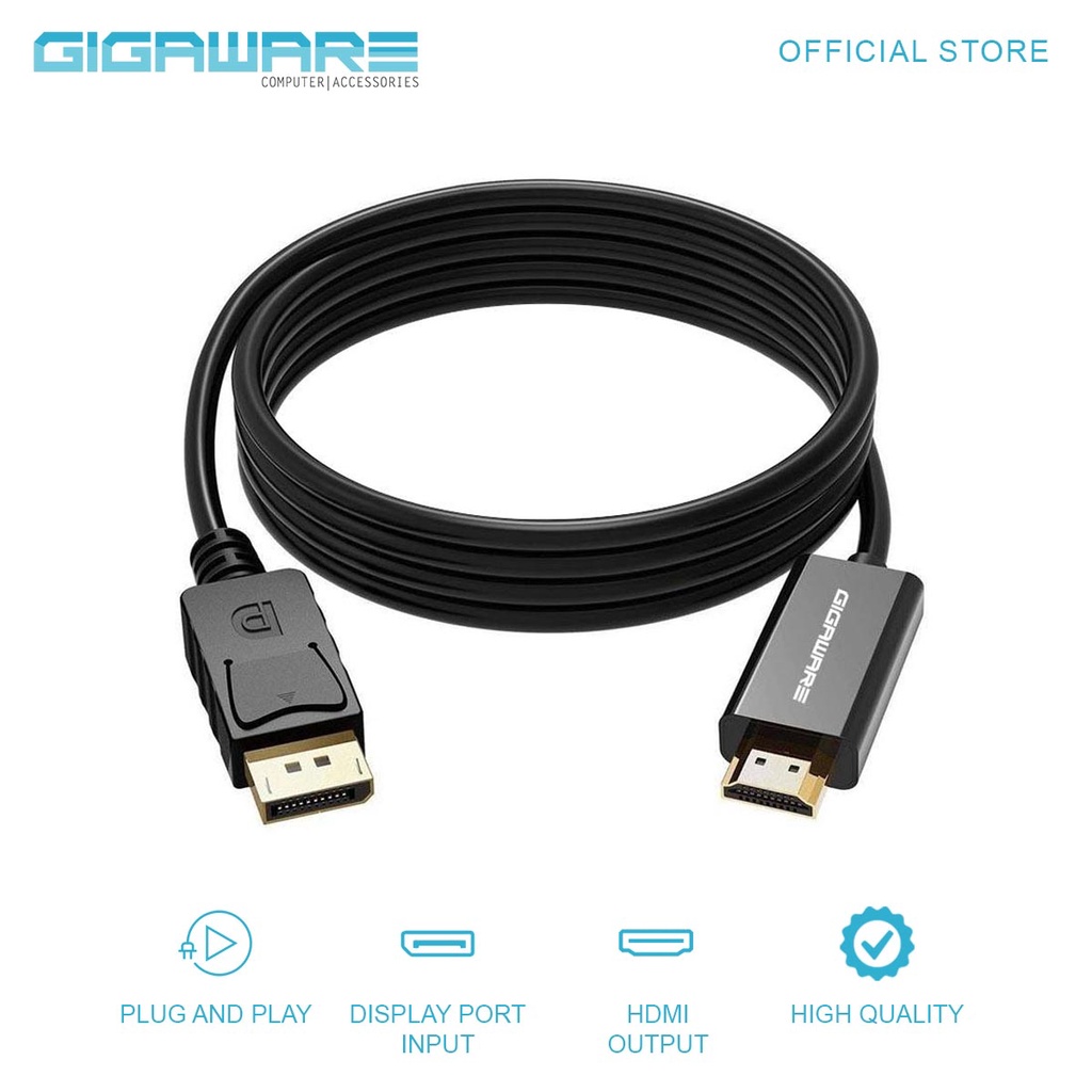 Gigaware 1080P HD DisplayPort DP Input to HDMI Output Adapter Cable ...