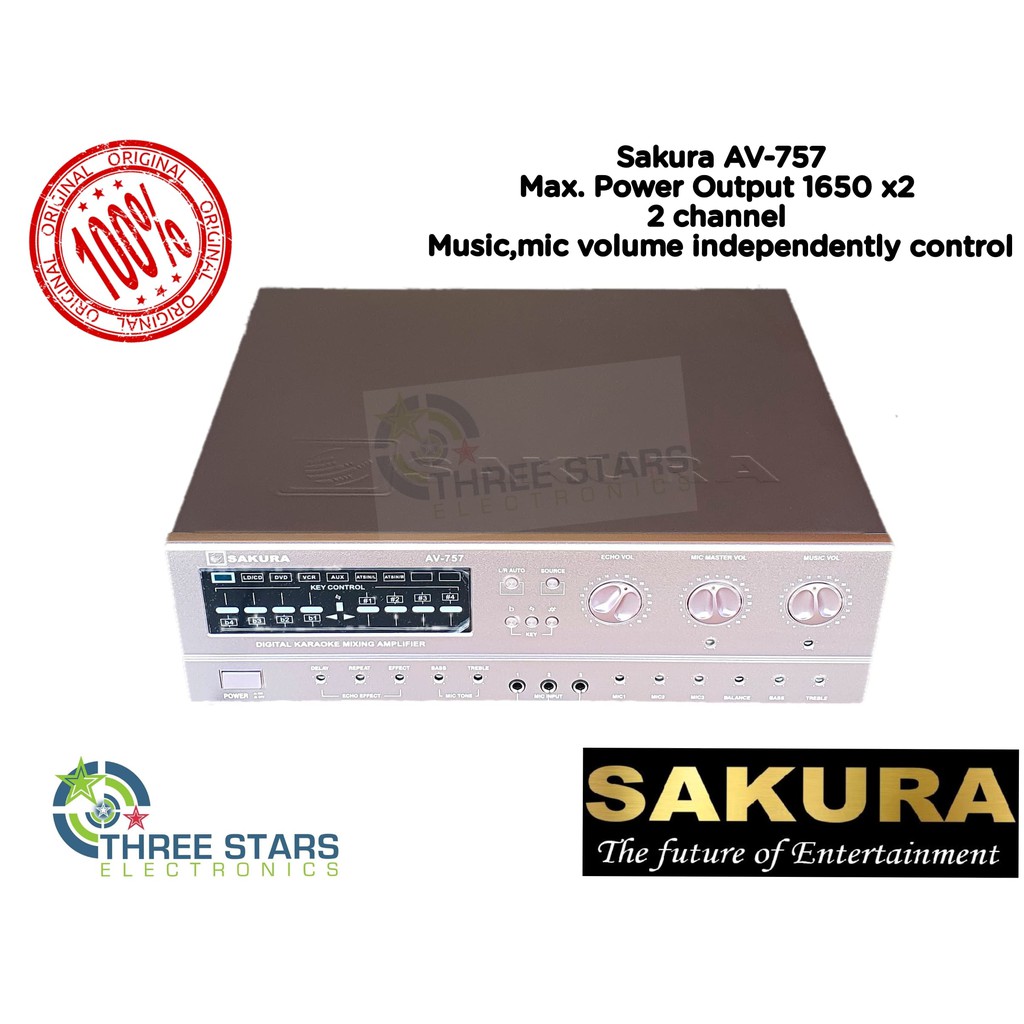 SAKURA AMPLIFIER AV 757 1650watts sakura av-757 amplifier Digital; karaoke mixing amplifier ...