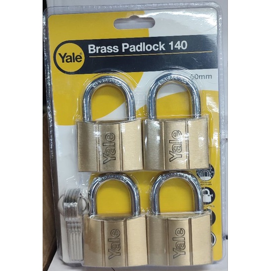 Yale Heavy Duty Brass Padlock V140 Set of 4 (Avail. 30mm , 40mm , 50mm , 60mm) | Shopee Philippines