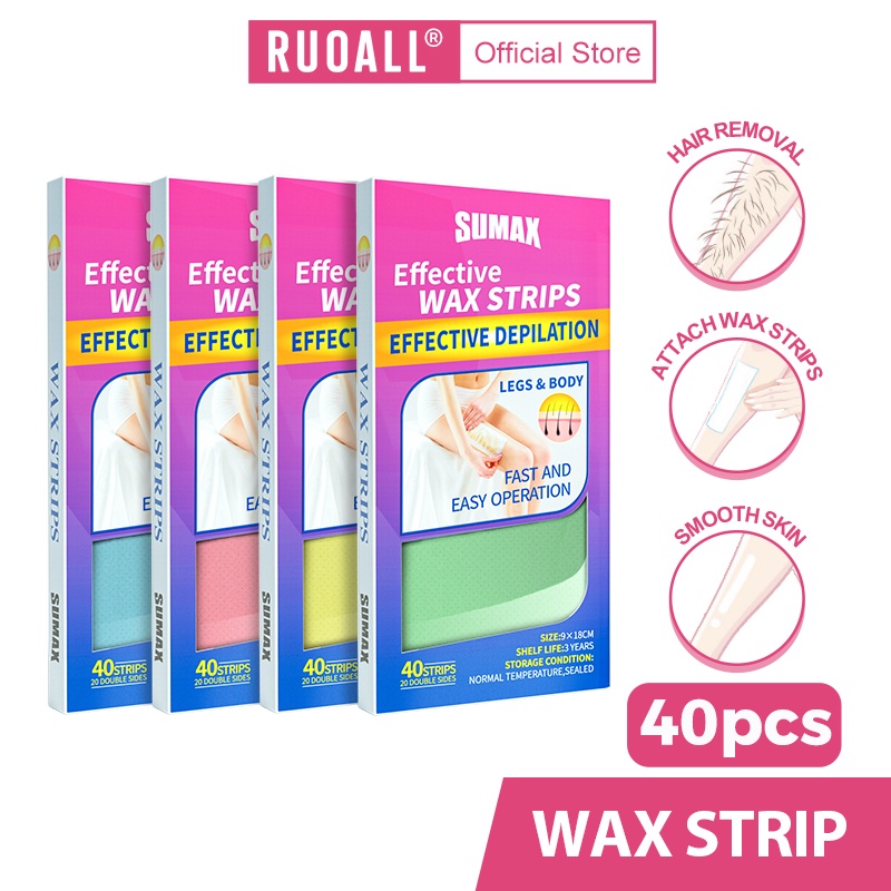 sumax 40pcs Wax Strips Hair Removal Paper Kit | Shopee Philippines