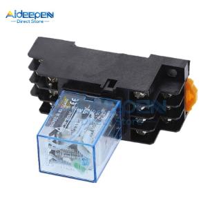 1Set Mini MY4NJ Relay DC 12V 24V AC 110V 220V 5A 14 Pins MY4NJ Relay Switch With Relay Base ...