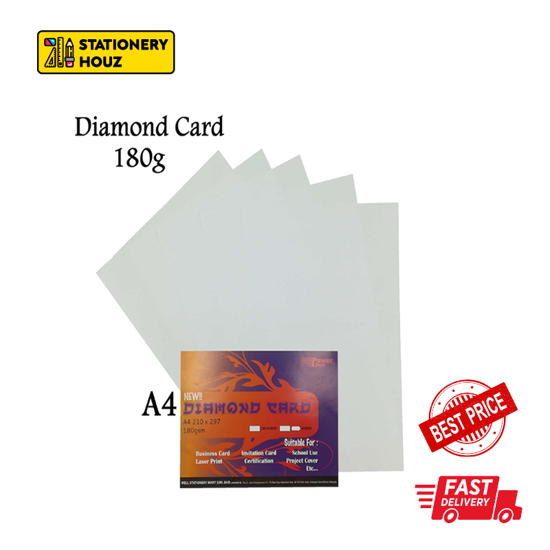 Stationery Houz A4 Diamond Card 180g / 210g - White 100 shts/Printing ...