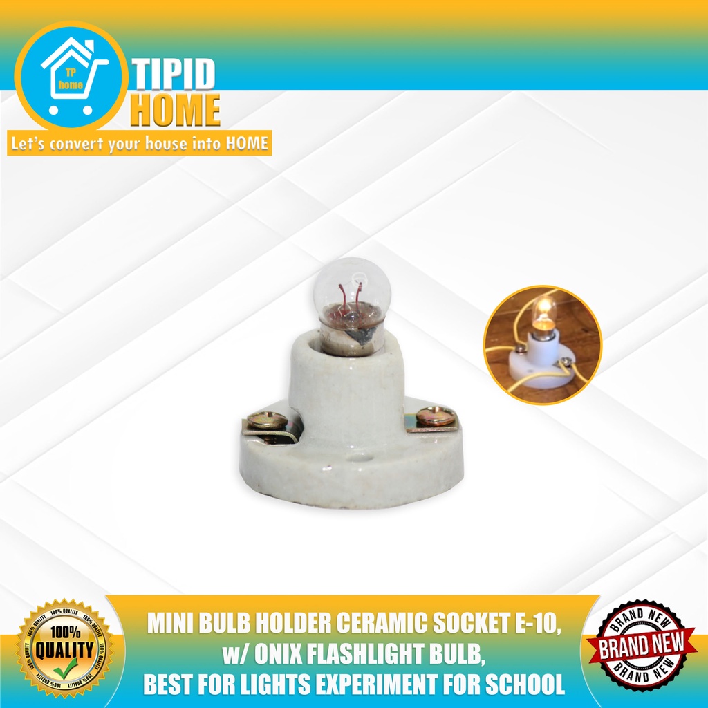 MINI BULB HOLDER CERAMIC SOCKET E-10, w/ ONIX FLASHLIGHT BULB, BEST FOR ...