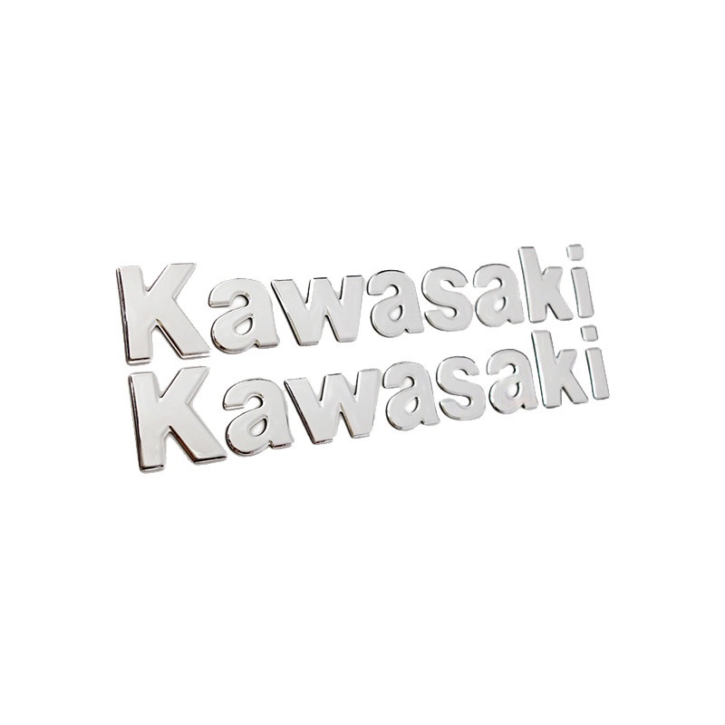 2pcs Kawasaki letters Soft Rubber 3D Emblem Badge Decal Sticker Gold ...