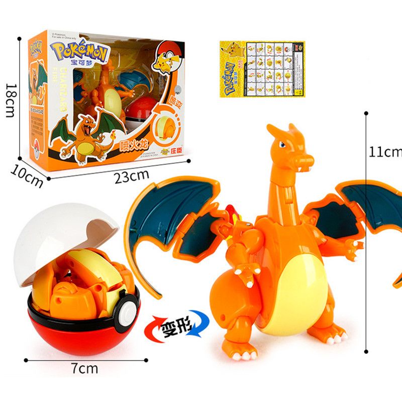 Pokemon Charizard Fire Elf Ball Deformation Toy Action Figure ...