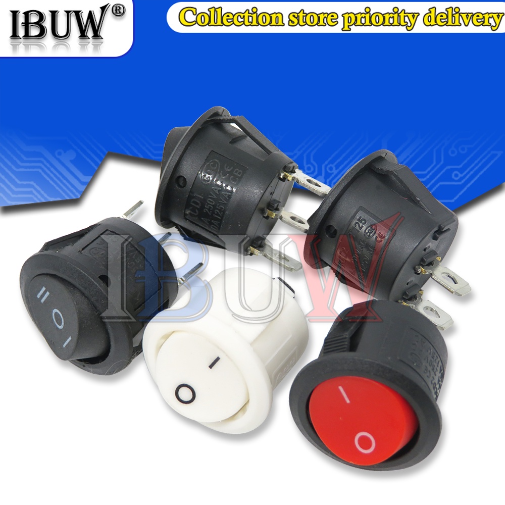 5PCS KCD1-105 Diameter Small Round Boat Rocker Switches Black Mini ...