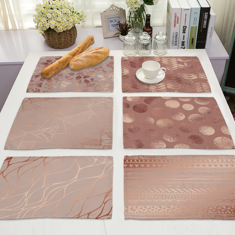 1Pcs Breif Cotton Linen Table Mats Pattern Kitchen Flower Placemat Bowl ...