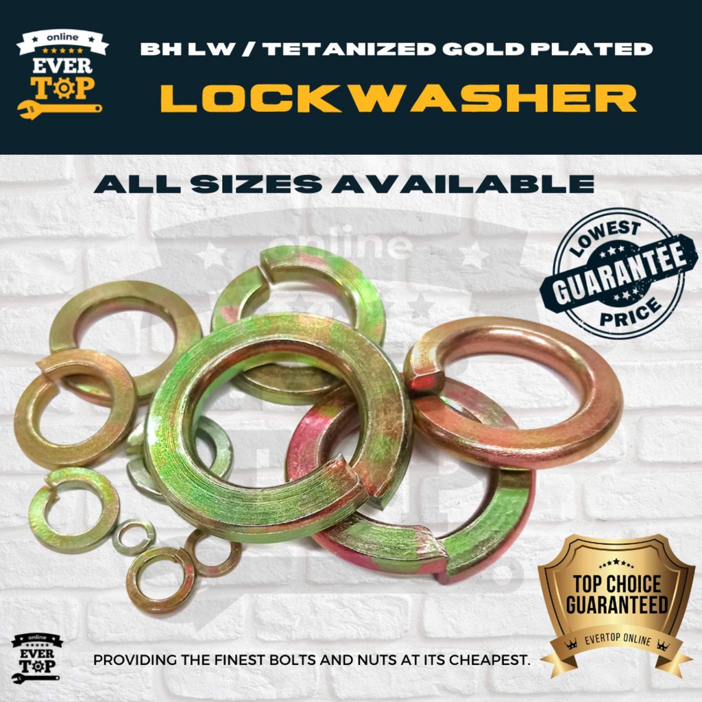 BH Lock Washer 3mm - 20mm | GOLD PLATED | TETANIZED | Ordinary Lock ...