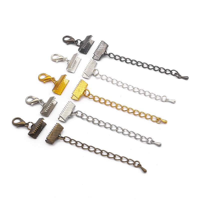 10Pcs Leather Cord End Fastener Clasps With Chains Lobster Clasps ...