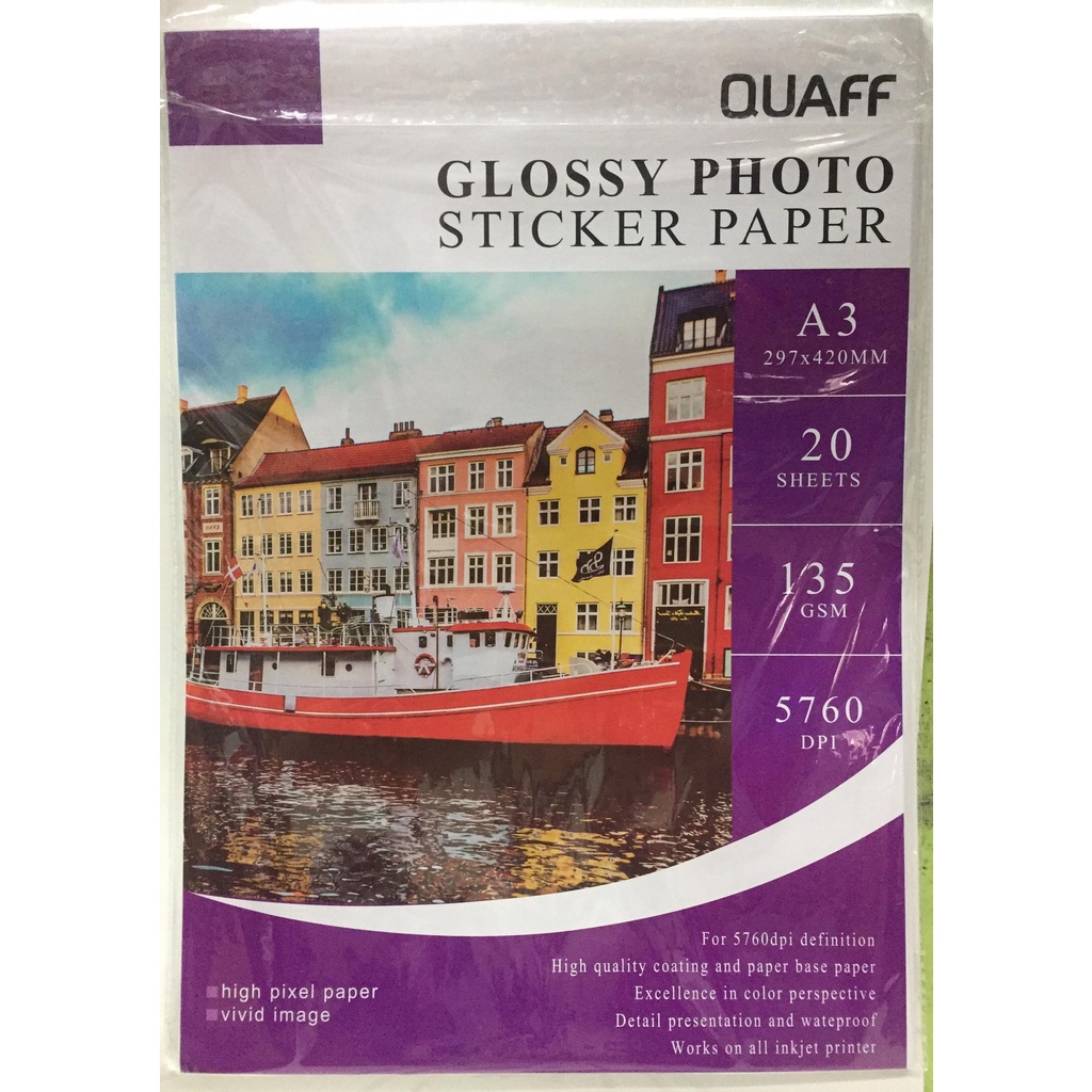 A3 QUAFF Photo Sticker Glossy 135g (297mm x 420mm) | Shopee Philippines