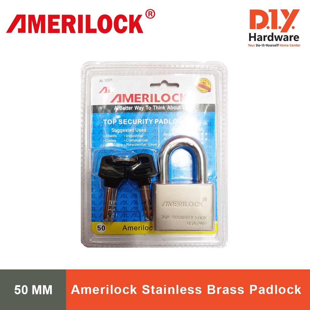 AMERILOCK Heavy Duty Stainless Padlock for Gate Short Shackle Pearl ...